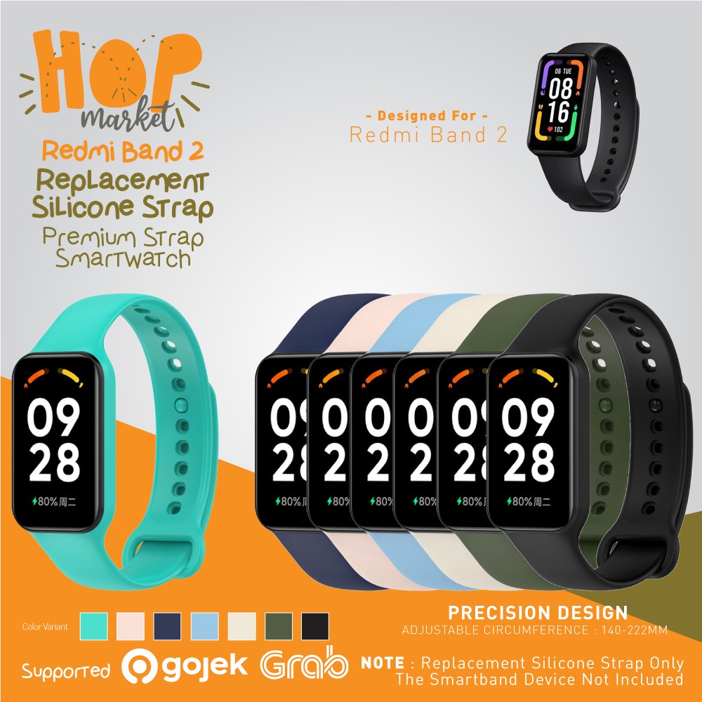 Jual Silicone Strap Tali Jam Silikon Rubber for Xiaomi Redmi Smart Band 2 / Mi Band 8 ACTIVE ...