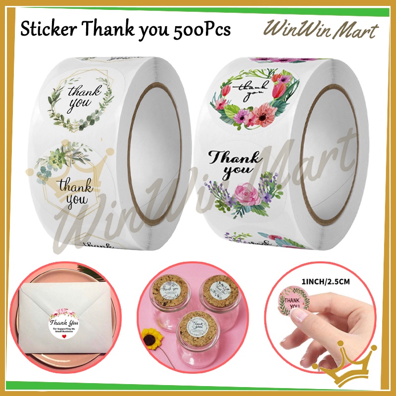 Jual Sticker Thank you 1 Roll 500Pcs/Stiker Label Motif Thank You ...