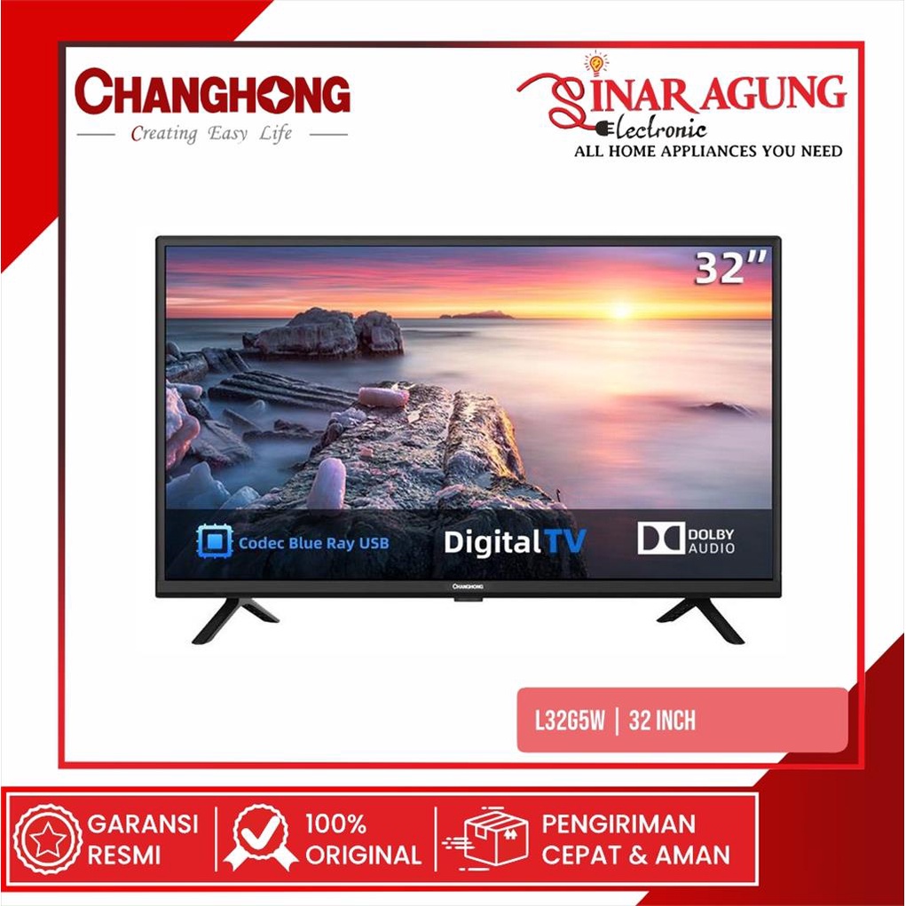 Jual Changhong TV LED 32 inch L32G5W Digital HD TV L-32G5W 100%Ori | Shopee Indonesia