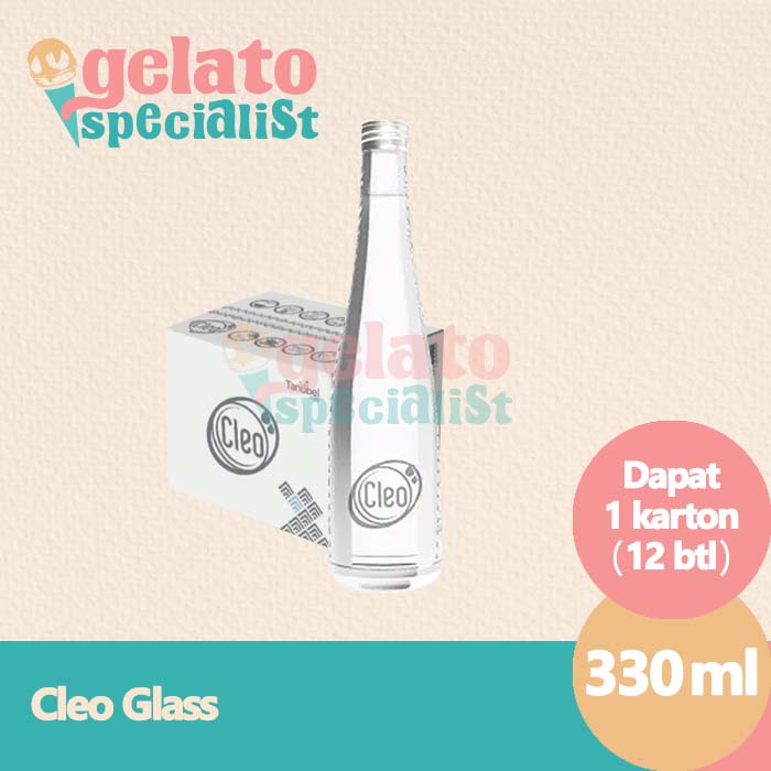 Jual Cleo Demineral Water Botol Kaca 330ml Dus isi 12 botol | Shopee Indonesia