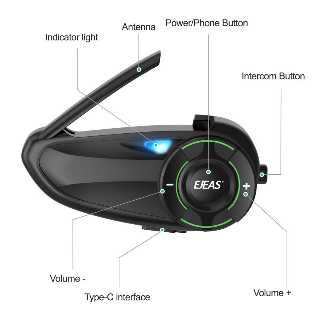 Jual EJEAS Q8 Interkom Bluetooth Intercom Headset Helm bisa Connect Up ...