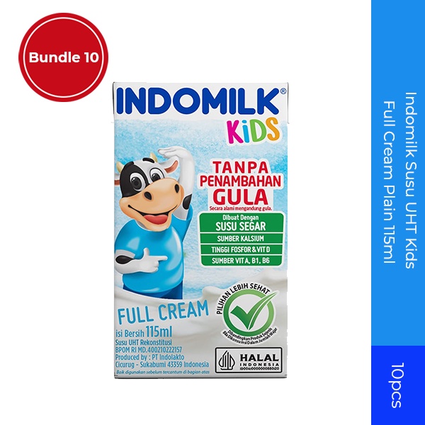 Jual Indomilk Susu UHT Kids Full Cream Plain 115ml - Bundle 10 | Shopee ...