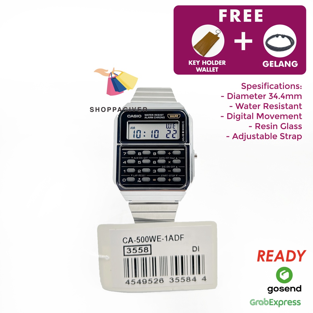 Jual JAM TANGAN CASIO ORIGINAL CA-500WE-1A / CA-500WE-1ADF DIGITAL VINTAGE DATABANK UNISEX ...