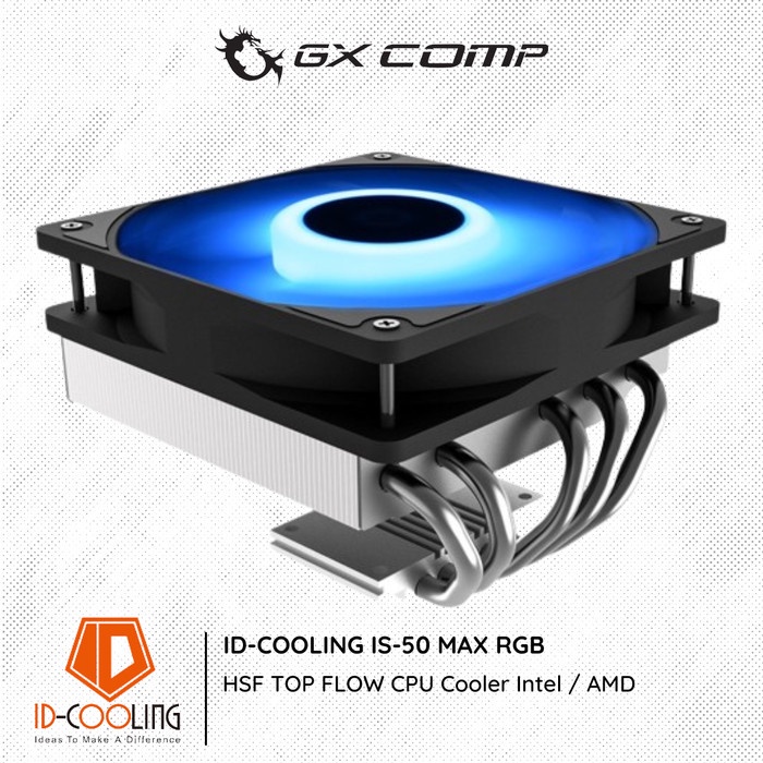 Jual ID-COOLING IS-50 MAX RGB | 120MM HSF TOP FLOW CPU Cooler Intel ...