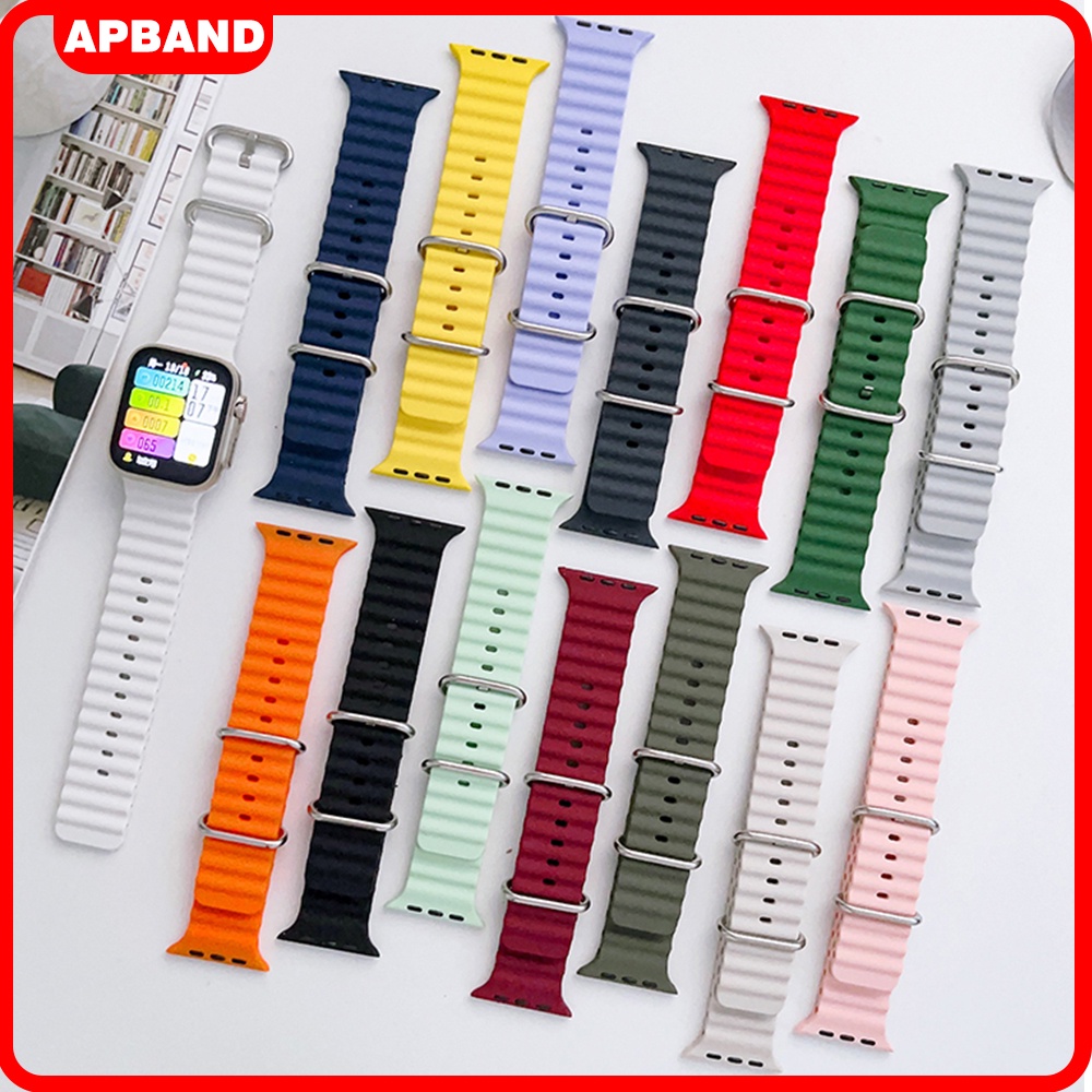 Jual Silicone Ocean Strap for Apple Watch Ultra 3 2 49mm SE Series 11 ...