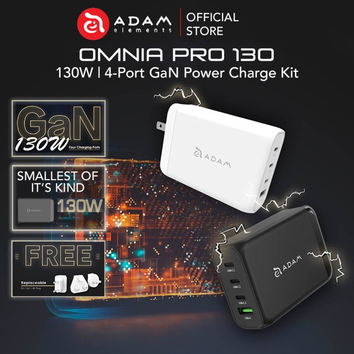 Jual ADAM ELEMENTS 130W GaN Wall Charger 4 Port - Omnia Pro 130 ...