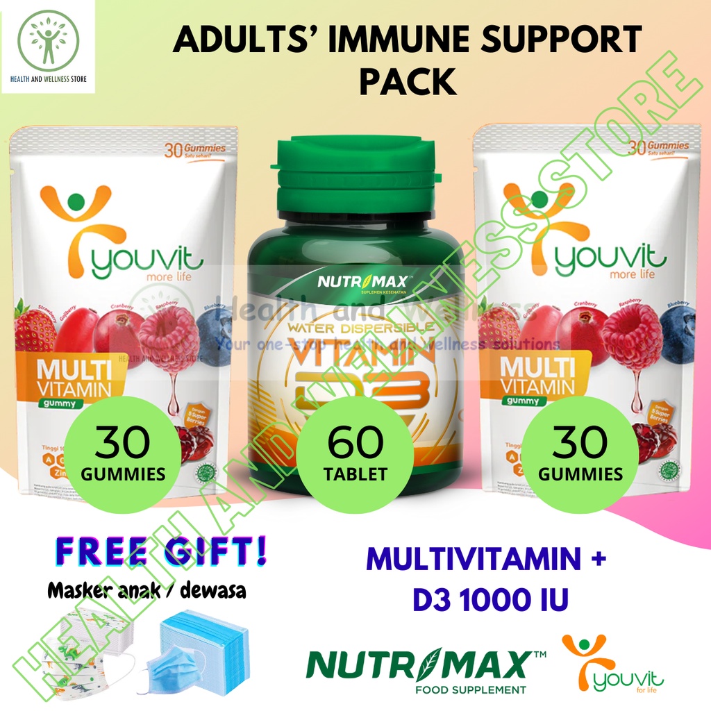 Jual Youvit Multivitamin Dewasa 30 Gummies 2 Pouch Dan Nutrimax D3 1000 IU 60 Tablet Paket ...
