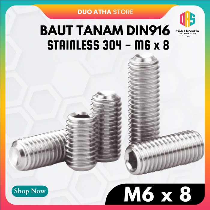 Jual Baut Tanam L M6 x 8 / L-Set Socket M6x8 Stainless SS304 | Shopee Indonesia