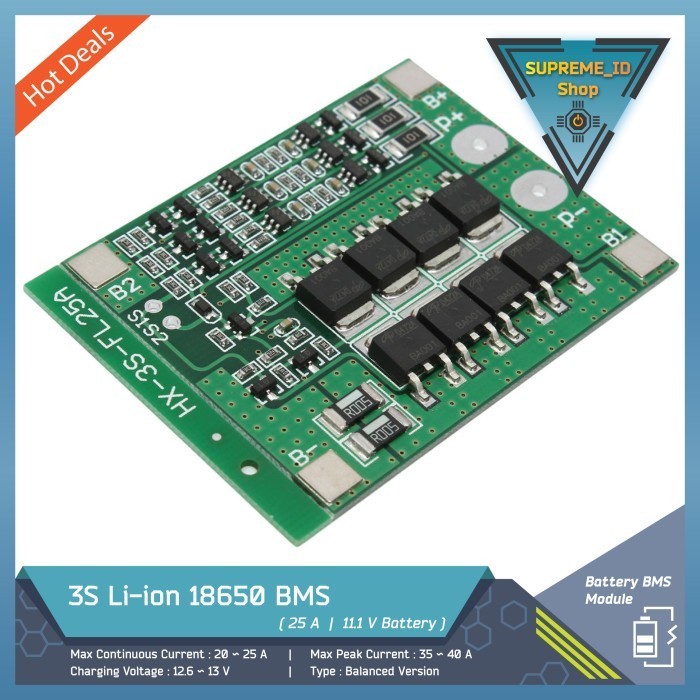 Jual 3S 11.1V Li-ion Lithium 18650 BMS Battery Charger Module | 12.6V ...