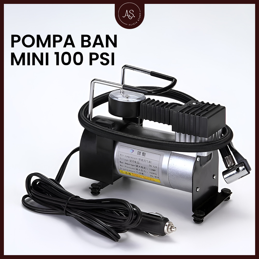 Jual AS Pompa Ban Mini 100 PSI/Air Compressor 12V DC | Shopee Indonesia
