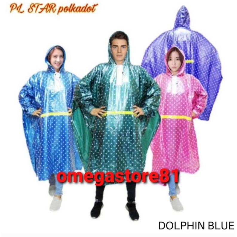 Jual jas hujan poncho lengan star polkadot dolphin 656 | Shopee Indonesia