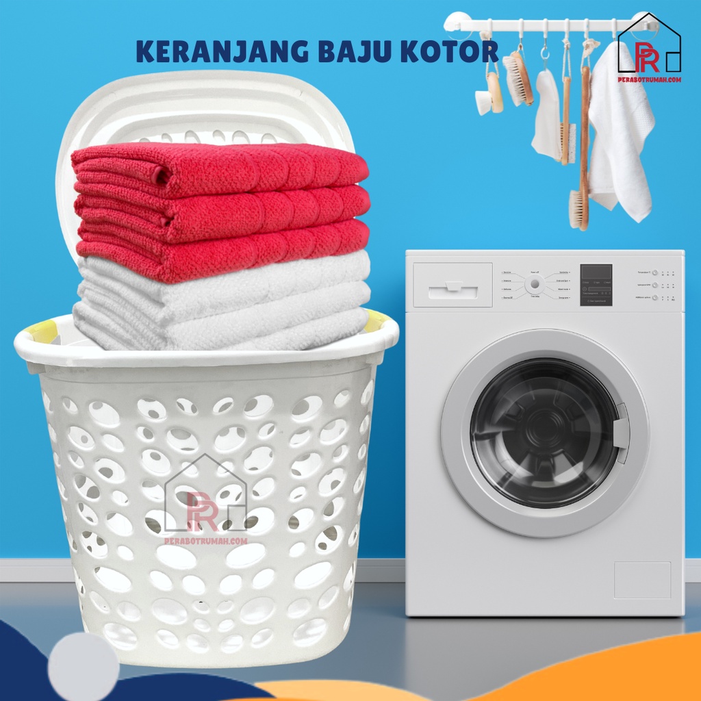 Jual Laundry Basket Tutup Putih / Keranjang Baju Kotor Aesthetic ...