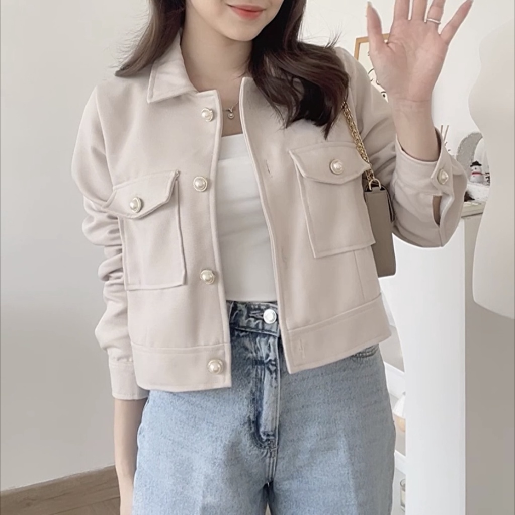 Jual HER APPAREL - 라온 RAON TWEED | KOREAN TWEED BLAZER | Shopee Indonesia