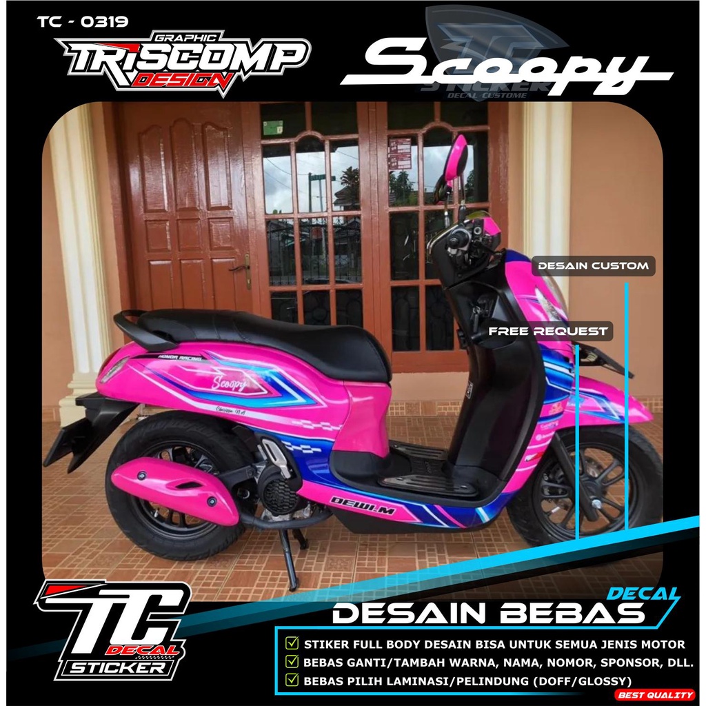 Jual Sticker Decal Scoopy Stiker Scoopy Fullbody Motif Pink Cerah ...
