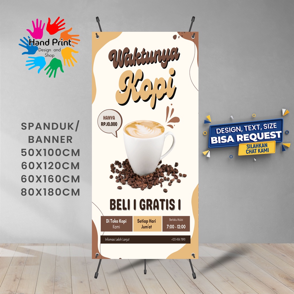 Jual SPANDUK BANNER Kopi Susu Coffeeshop Warna Coklat Bisa Request ...