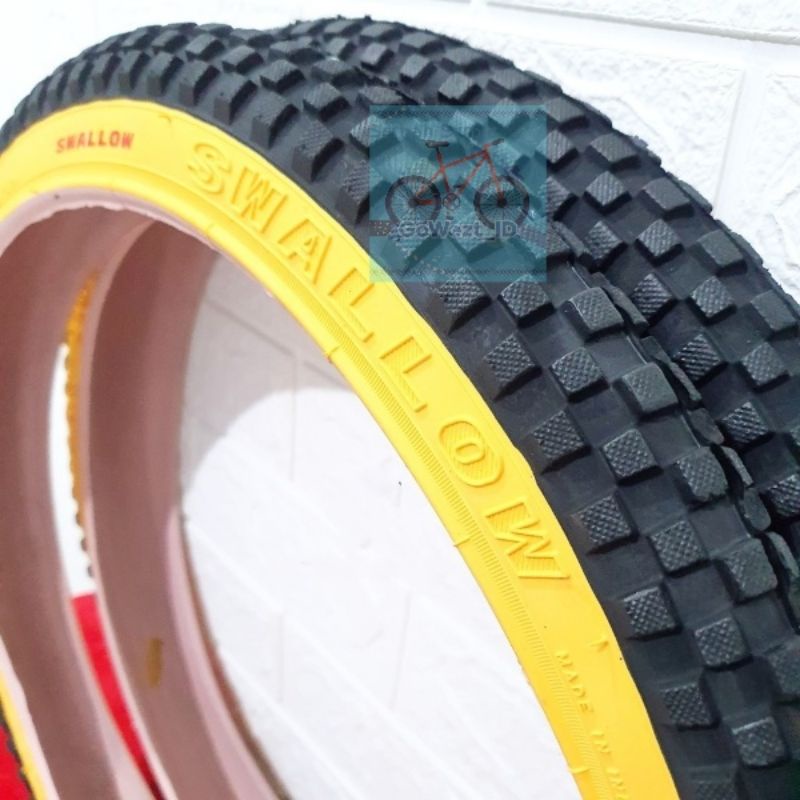 Jual Ban Luar Sepeda Ukuran 20 x 2.125 Swallow Super Trac Hitam Kuning BMX Lipat Mini | High ...