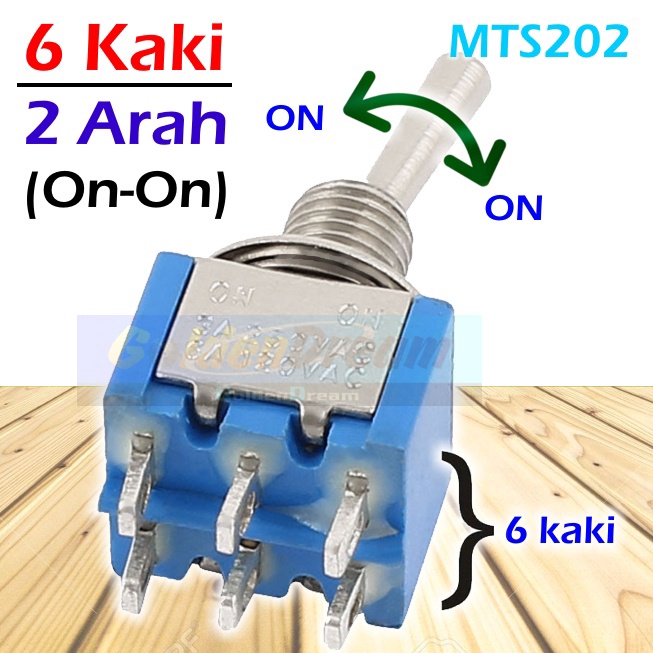 Jual Saklar Toggle 6 Kaki 2 Arah MTS 202 Sakelar DPDT Switch Tuas ON - ON | Shopee Indonesia