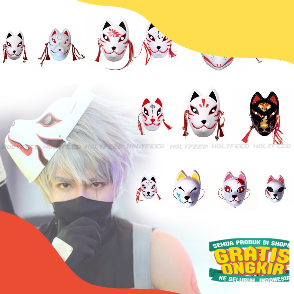Jual Topeng Rubah Anbu Full Face Cosplay Ninja Kakashi Japan Anime Fox ...