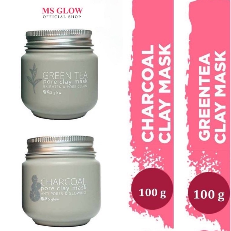 Jual MASKER CHARCOAL / MASKER GREEN TEA MS GLOW / CLAY MASK MS GLOW ...