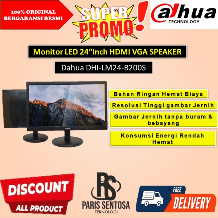 Jual MONITOR LED 24 INCH Dahua DHI-LM24-B200S & SPEAKER BUILT IN 75Hz VGA | Shopee Indonesia