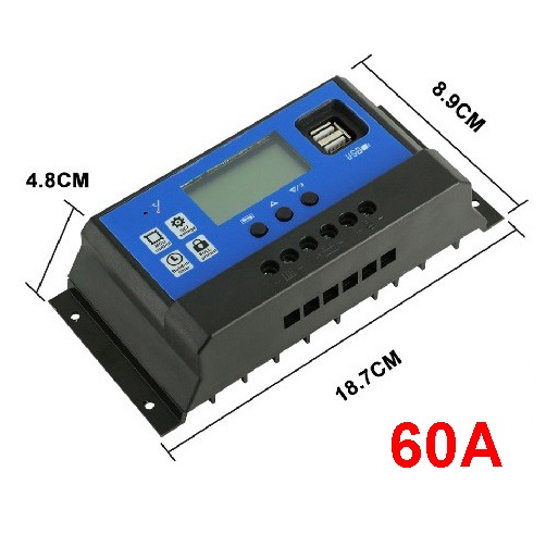 Jual Alat cas panel surya 60A solar panel charger controller PWM 12 24v ...