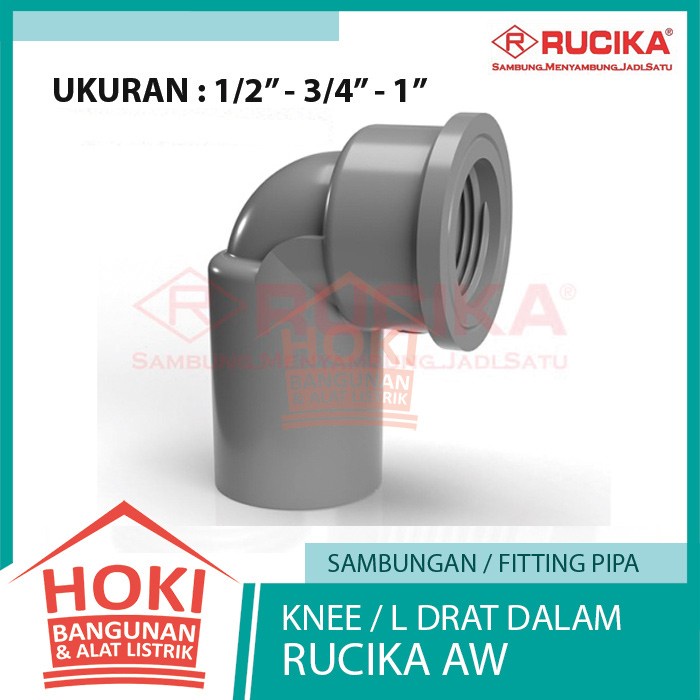 Jual KNEE L DRAT DALAM 1/2" 3/4" 1" RUCIKA AW - Elbow Pipa PVC Keni KDD LDD | Shopee Indonesia