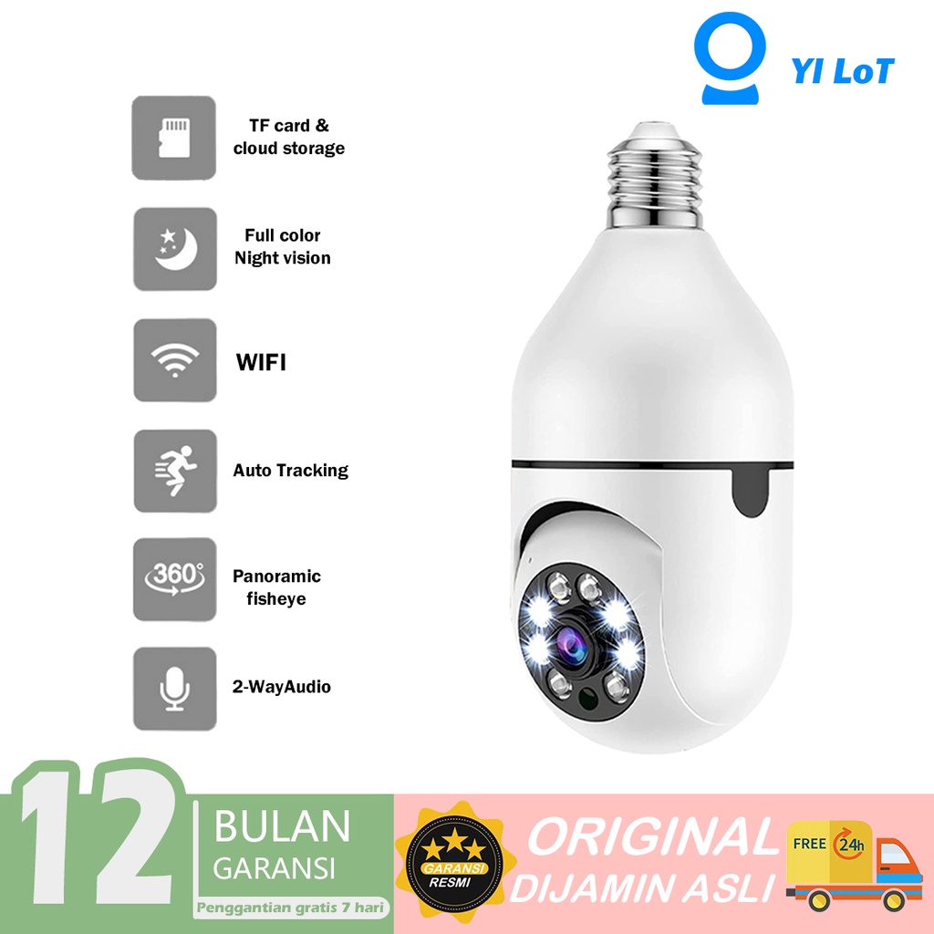 Jual 【Ready】CCTV Lampu 1080P Kamera CCTV Wifi Lampu CCTV 360 PTZ IP Cam ...
