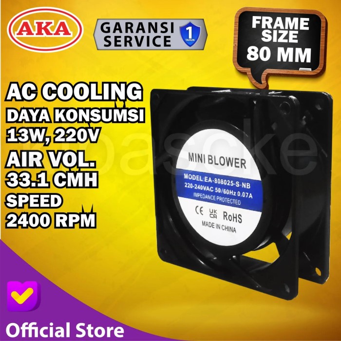 Jual Cooling Fan Exhaust Fan Kipas Pendingin Panel AKA 220V AC 8cm 8 cm ...