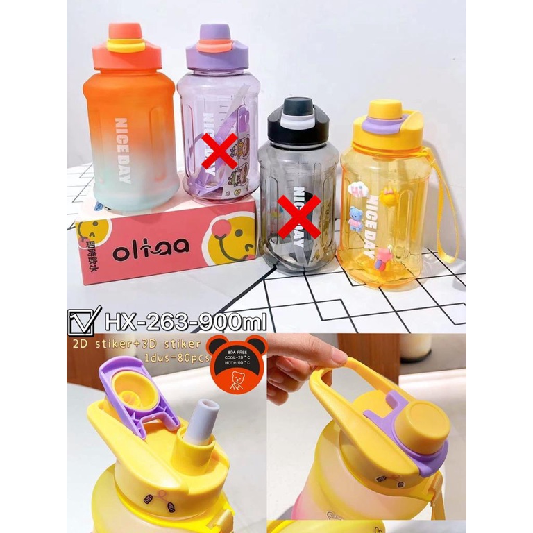 Jual (ANG) Botol Minum Motivasi dengan Penanda Waktu Kapasitas Besar 2 ...