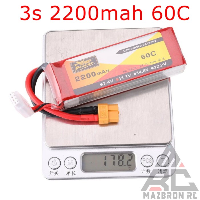 Jual Lipo battery batre baterai 3s 2200MAH 11.1V 60C 60 C ZOP POWER XT60 | Shopee Indonesia
