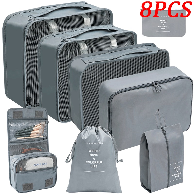 Jual 8pcs/Set Tas Travel Organizer Storage Bag /Tas Koper Polos/8 in1 ...