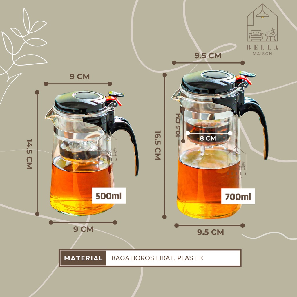 Jual Teko Kaca dengan Filter Kaca Tutup Hitam KURAI Glass Teapot | Shopee Indonesia