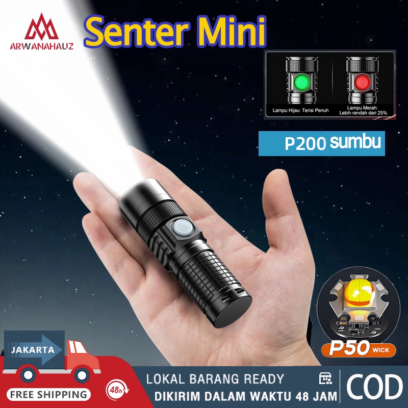 Jual Senter LED Mini Super Terang Anti Air Dengan 3 Mode Nyala Dapat Senter Super Mini Jarak ...
