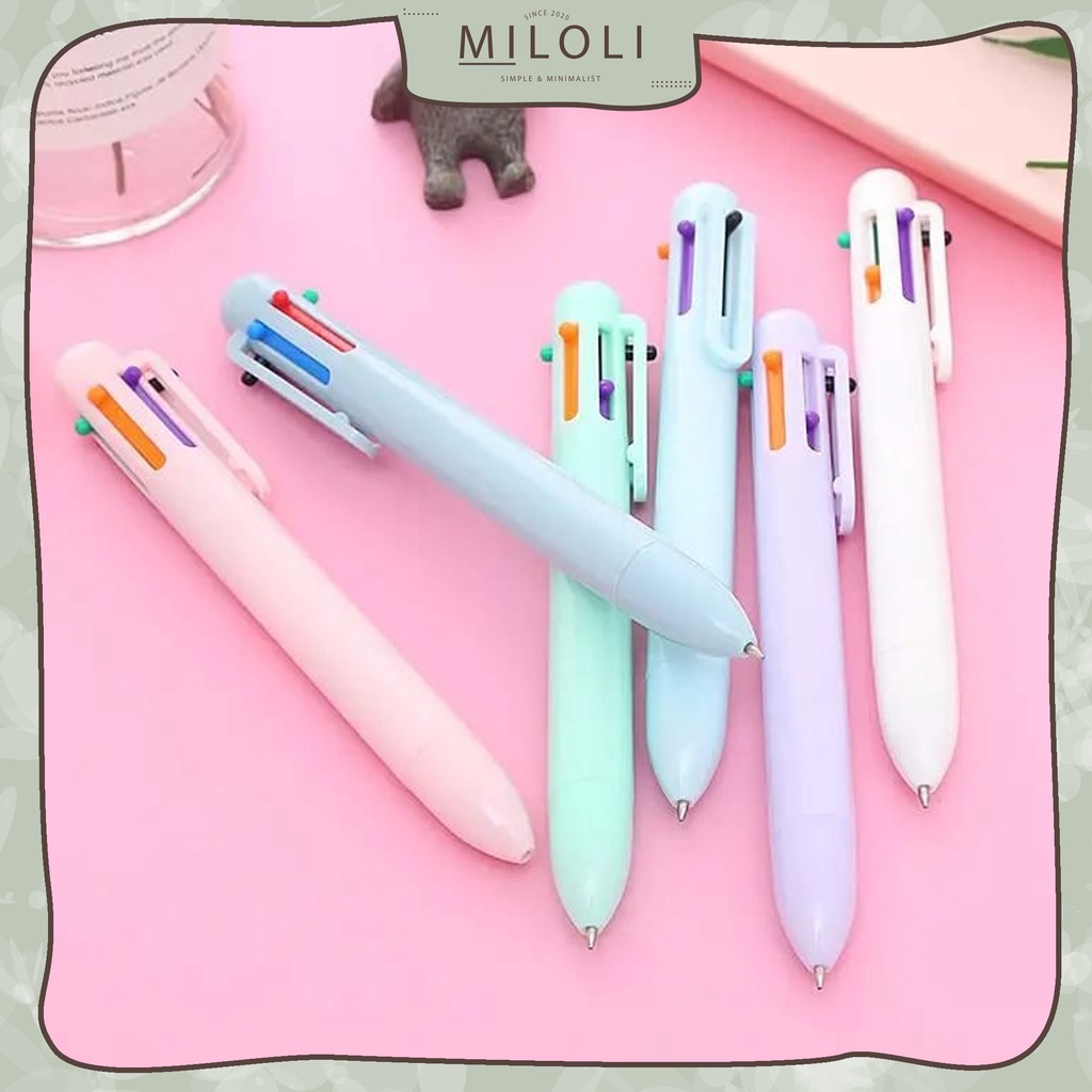 Jual [MILOLI] 1pcs 0,5mm PEN MACARON 6 COLOR Ballpoint Pena Multi-color ...