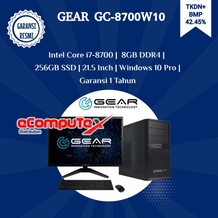 Jual PC Client Gear GC-8700W10 i7-8700 8GB 256GB - TKDN RESMI | Shopee ...