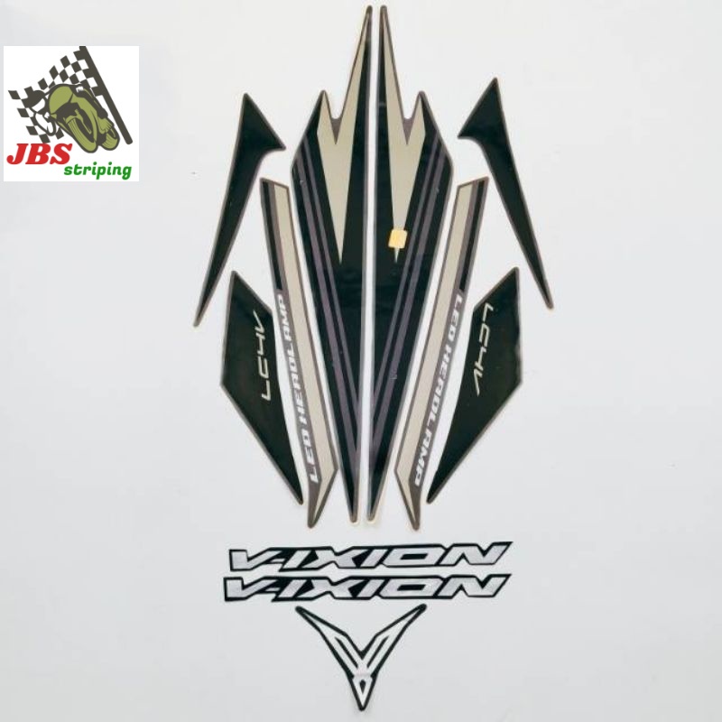 Jual striping vixion stiker yamaha all new vixion 2017 2018 hitam gold ...