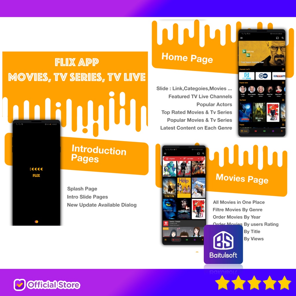 Jual SOURCE CODE APLIKASI FLIX APP MOVIES - TV SERIES - LIVE TV ...