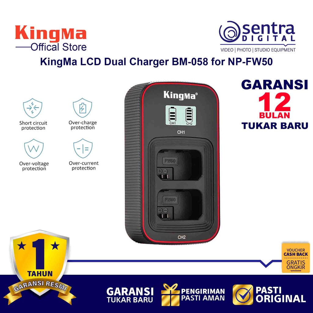 Jual Charger Dual LCD KINGMA NP-FW50 for Sony ZV-E10 A6000 A6400 ( BM-058 ) | Shopee Indonesia