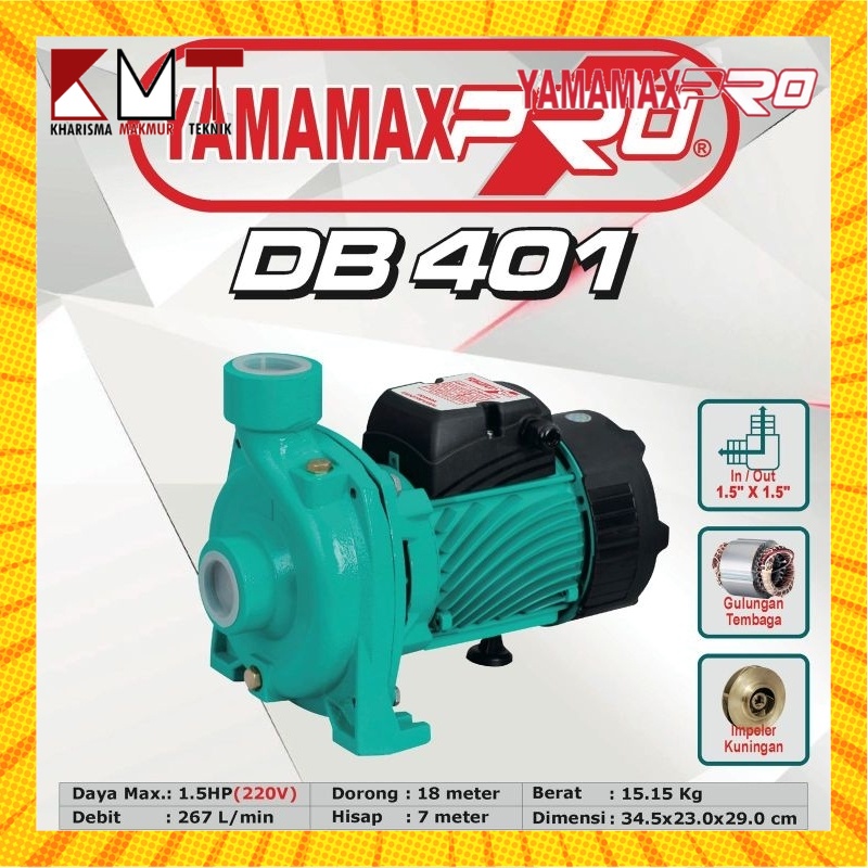 Jual POMPA AIR CENTRIFUGAL 1 INCH DB 401 1,5 HP YAMAMAX-PRO | Shopee ...