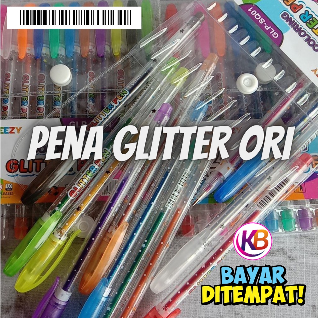 Jual 1 Pak (12 Warna) Pulpen Glitter / Pena Gel / Cocok Untuk Prakarya Kantor dan Sekolahan ...