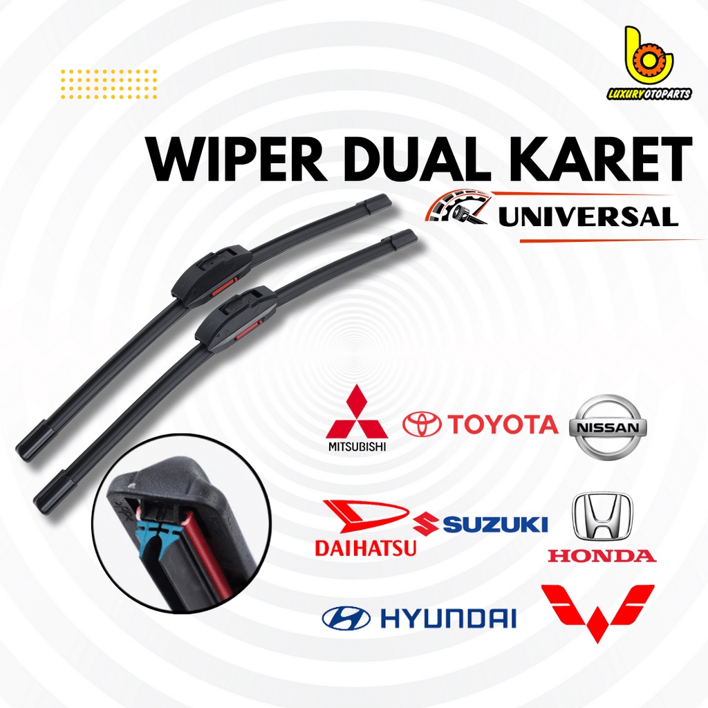 Jual Wiper Dual Blade Dobel Karet Frameless Universal Untuk Semua Tipe ...
