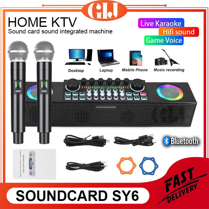 Jual Live Soundcard Sound Card SY6 Live Audio Mixer Broadcast Recording ...