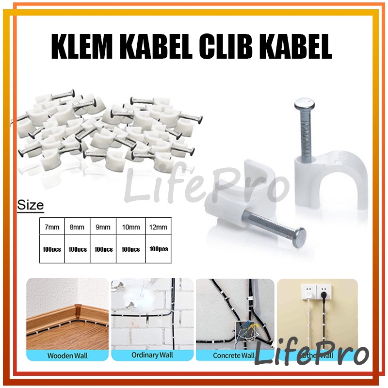 Jual 100PCS Klem Kabel 7/8/9/10/12mm Paku Beton Asli Klem / Klem Kabel ...