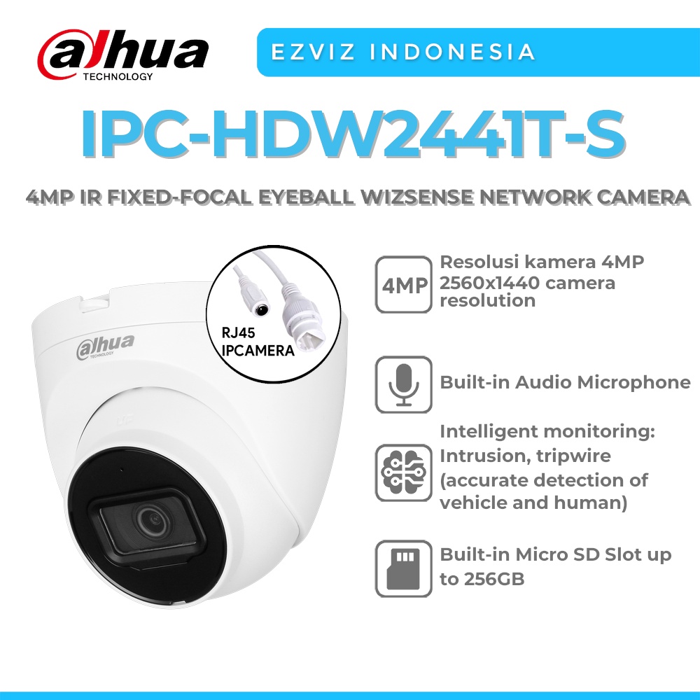 Jual DAHUA IPC-HDW2441T-S 4MP IR AUDIO EYEBALL WIZSENSE IP CAMERA RESMI | Shopee Indonesia