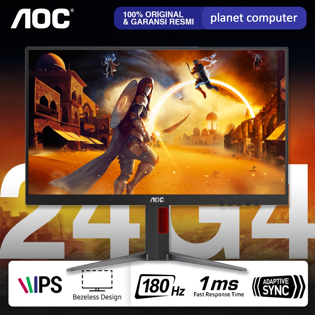 Jual Monitor LED AOC 24G4 24" IPS 1080p FHD 180Hz HDMI DP HDR10 Ergo ...