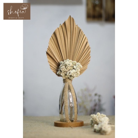 Jual Vas bunga kaca tali rami/ botol hias dekorasi bunga kering ...