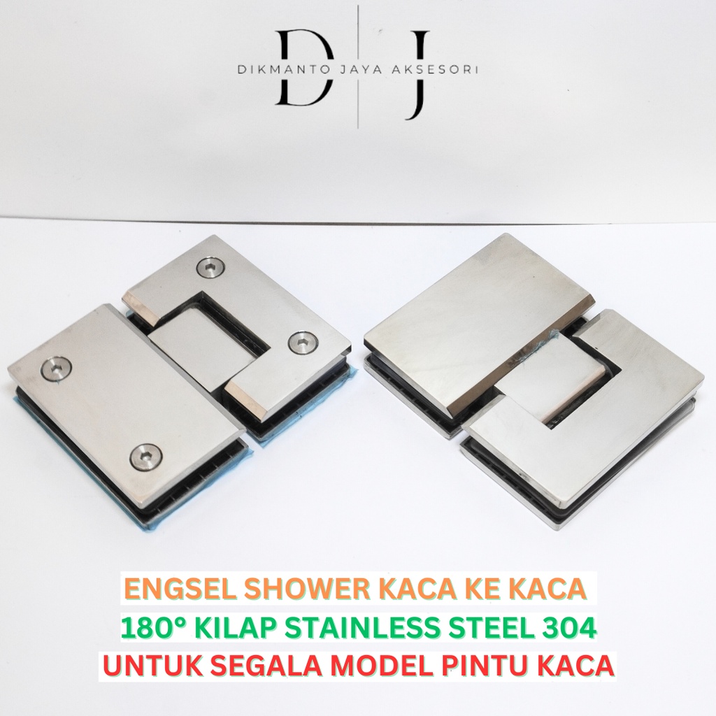 Jual Engsel Shower Kilap Kaca ke Kaca Stainless Steel 304 (Glass to ...