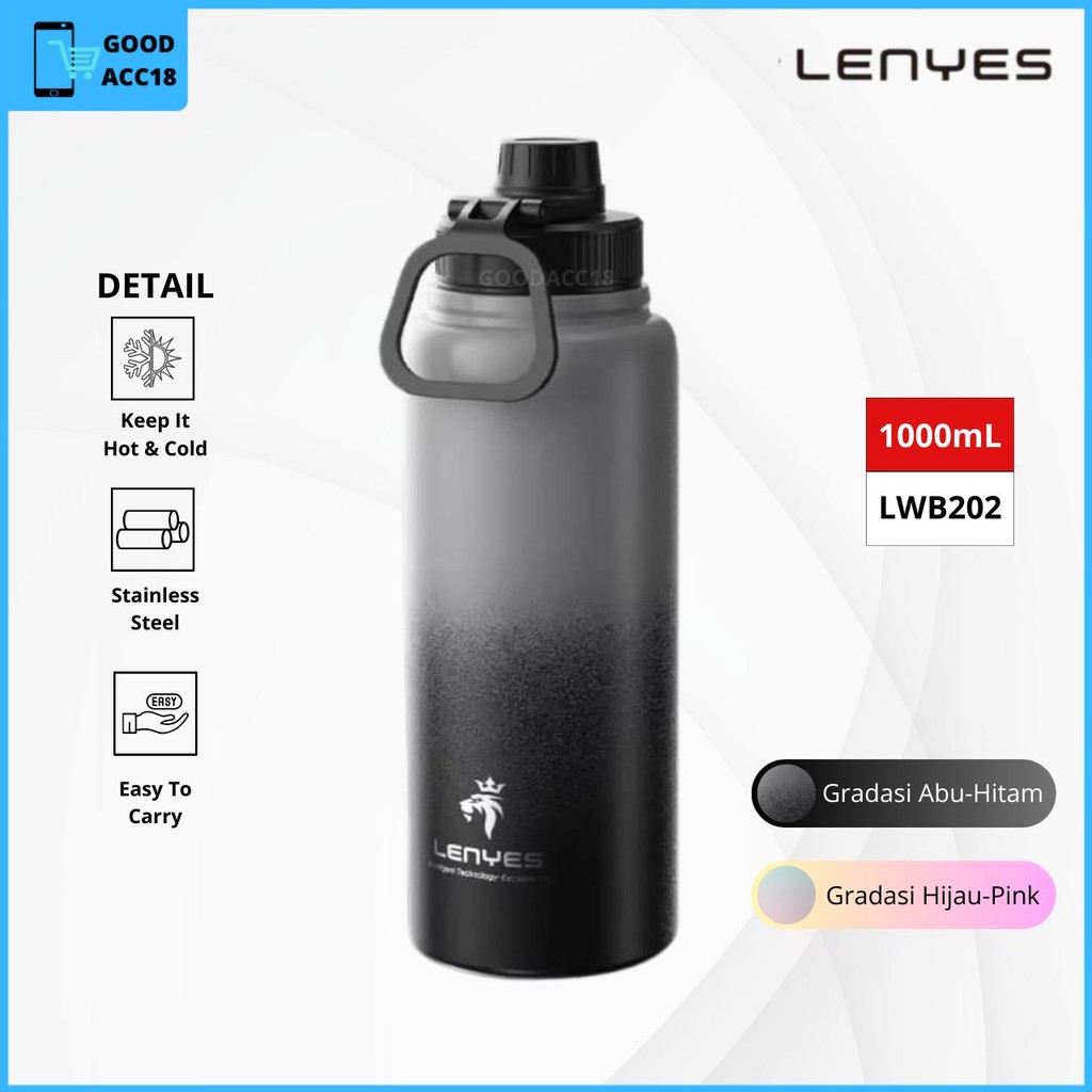Jual LENYES LWB202 1 Liter Botol Air Minum Olahraga Tumbler Portable ...