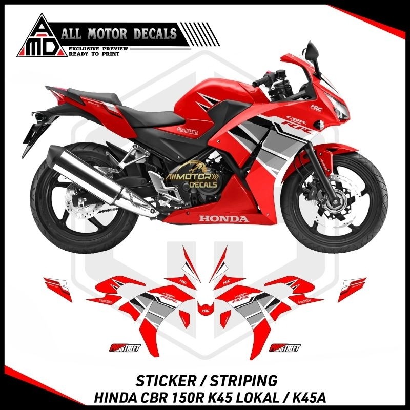 Jual STRIPING HONDA CBR 150R K45 LOKAL / K45A LIVERY RED RACING ...
