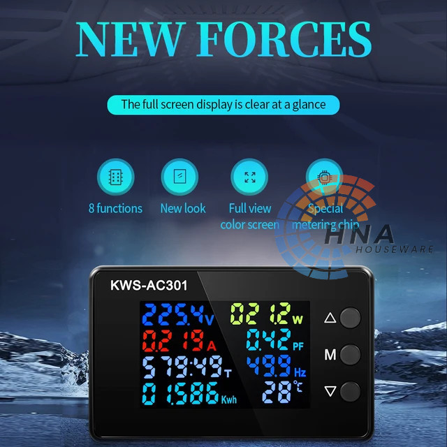 Jual KWS 301 AC Watt Meter Digital 8in1 kwh KWS AC-301 100A Volt Ampere | Shopee Indonesia